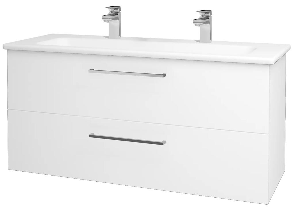 Dřevojas Koupelnová skříň GIO SZZ2 120 Varianta: N01 Bílá lesk / Úchytka T01 / D01 Beton