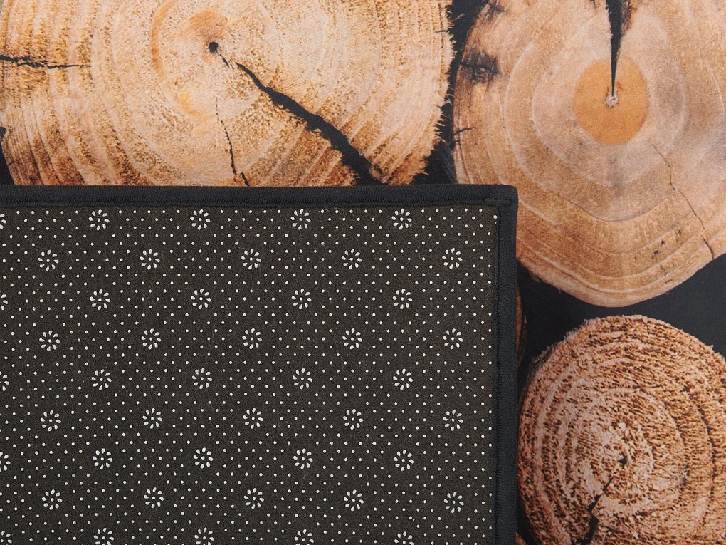Hnědý koberec s motivem dřeva KARDERE 80 x 150 cm Beliani