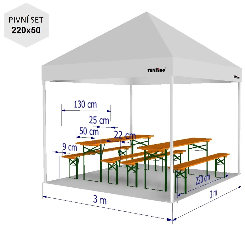 NŮŽKOVÝ PÁRTY STAN 3x3 m TENTino SMALL HEXAGON Barva: 10B - SVĚTLE HNĚDÁ