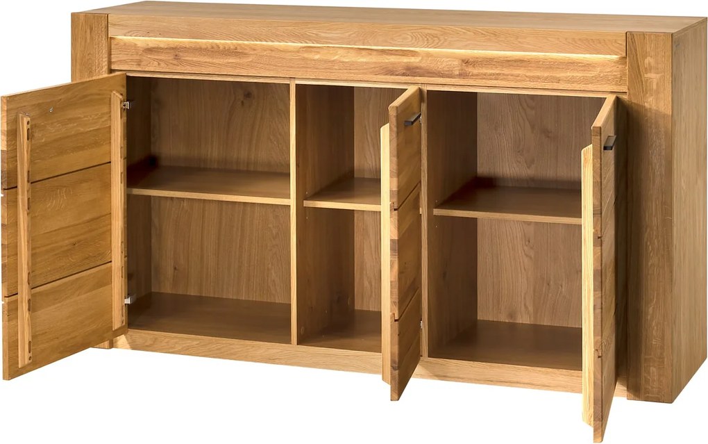 Komoda Velvet II 45 161 cm z masivu s LED osvětlením dub přírodní