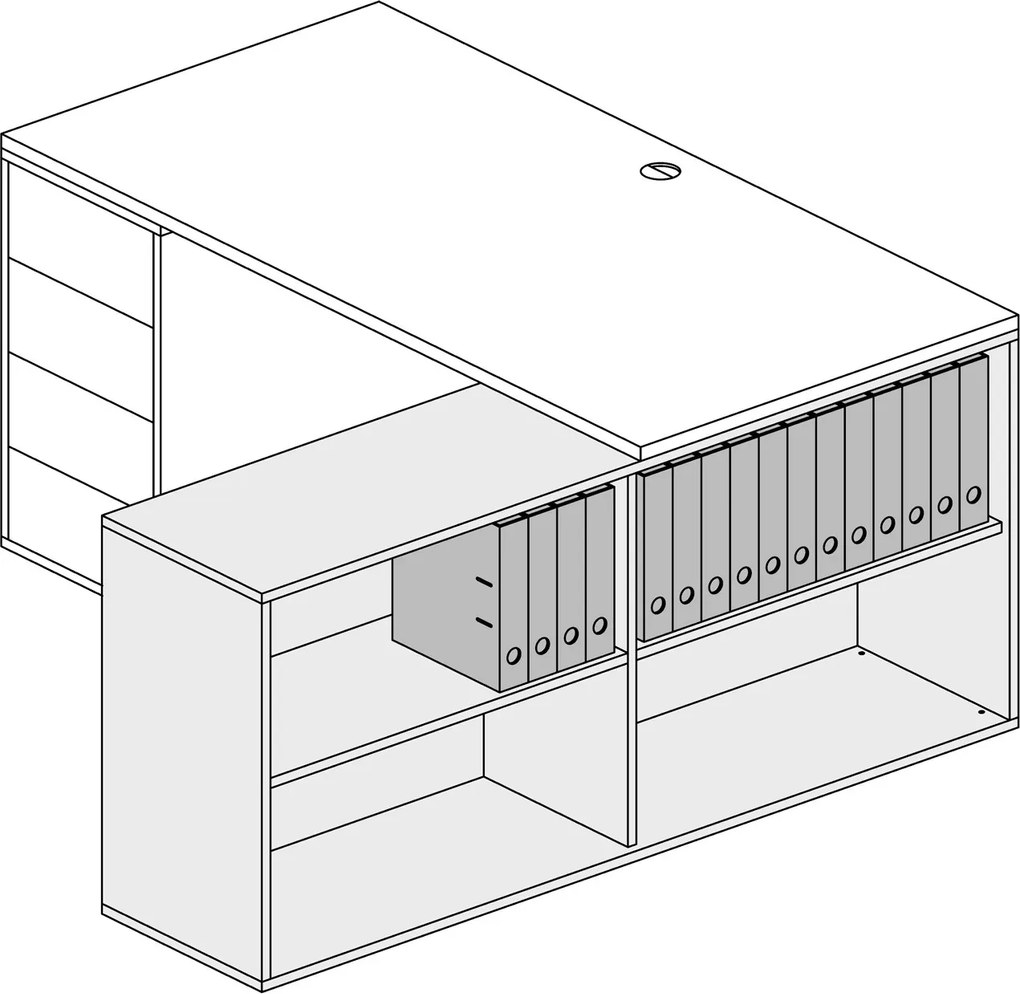 Kancelářský regál BLOCK, 1600 x 400 x 710 mm, bílá