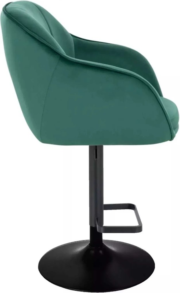 LuxuryForm DESIGN Barová židle AVOLA VELUR na černé kulaté podstavě - zelená