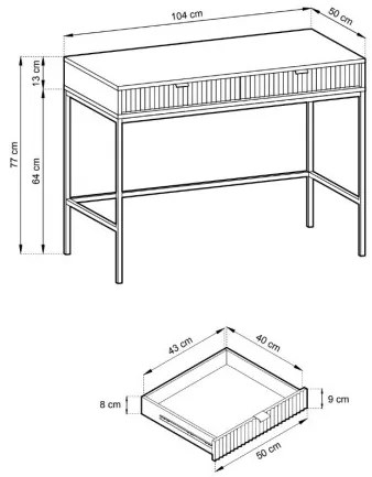 Piaski toaletní stolek Nova se zásuvkami T-104 Barva: Dub Vincenza