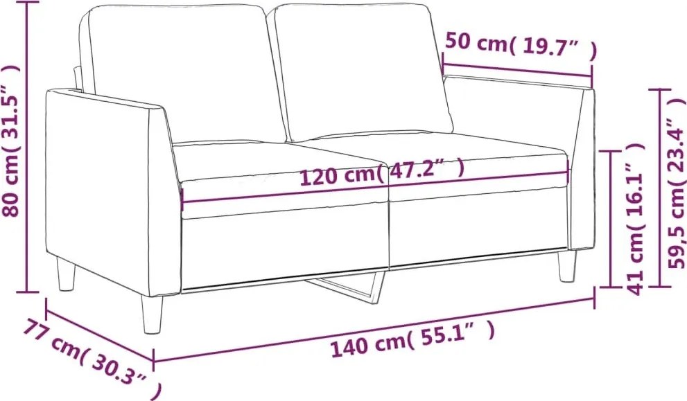 vidaXL 2místná pohovka 120 cm umělá kůže [359328] Barva: krémová