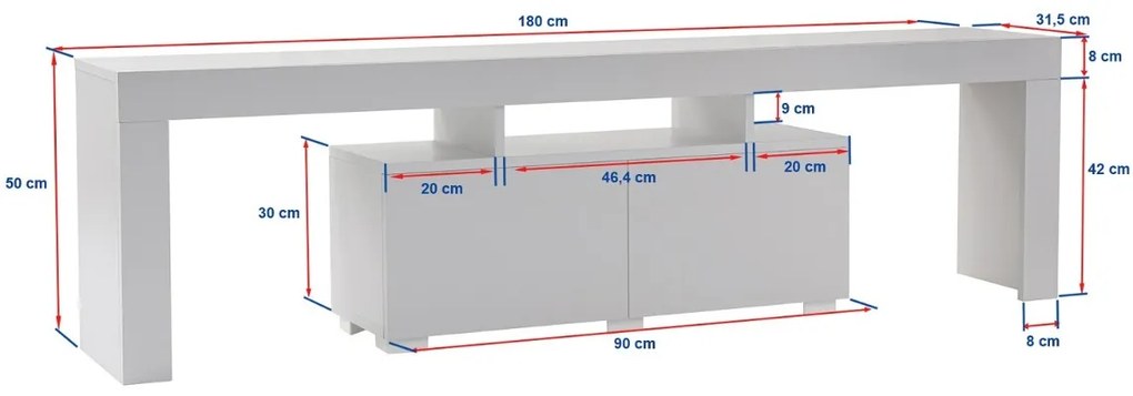 Designový TV stolek Kalina 180 cm atlantská borovice
