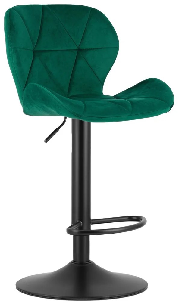 Barová židle s černou nohou WEST VELVET, zelená