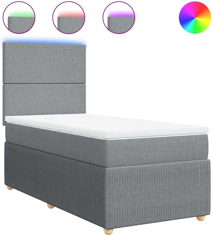 Box spring postel s matrací světle šedá 90x200 cm textil 3294232