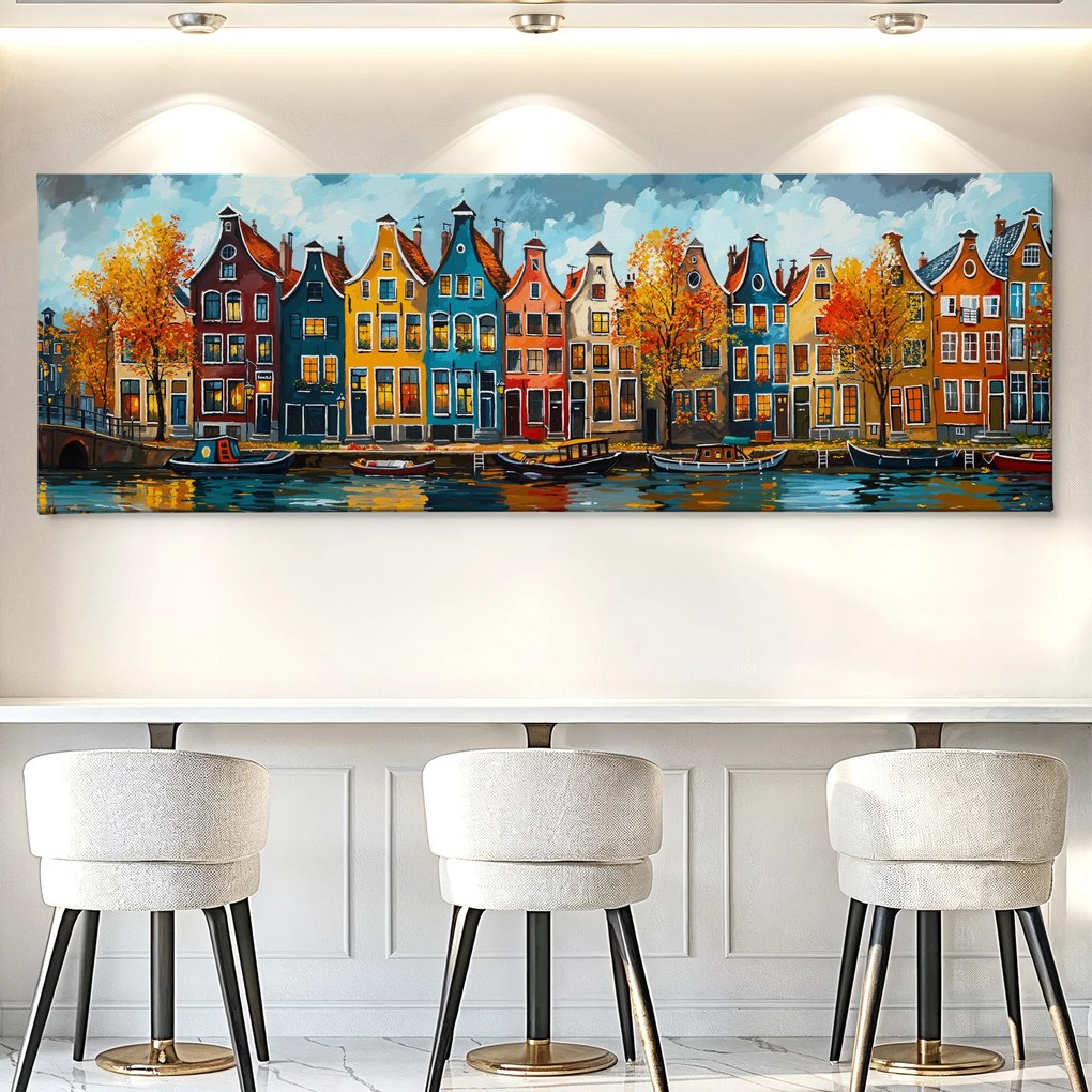 Obraz na plátně - Rotterdamskými kanály FeelHappy.cz Velikost obrazu (šířka x výška): 180 x 60 cm
