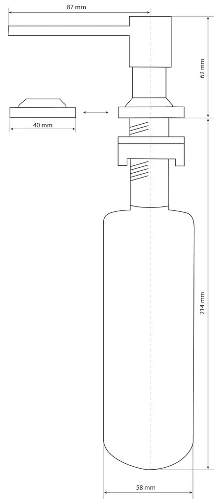 Sink Quality Quatro, dávkovač saponátu pro kuchyňský dřez 400ml, chromová, SKQ-DOK-CH