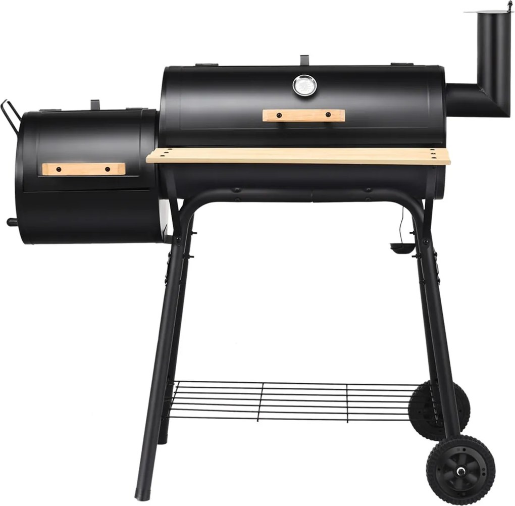Costway BBQ gril na dřevěné uhlí s kolečky Grilovací vozík s víkem Venkovní gril