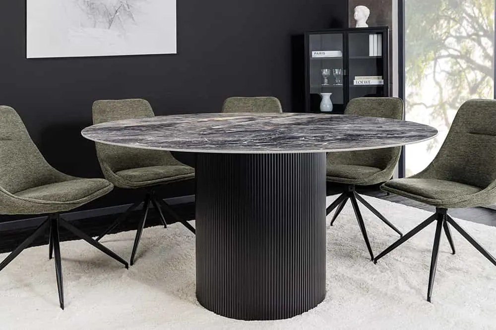 Kulatý jídelní stůl Parthenia 120 cm vzor šedý mramor