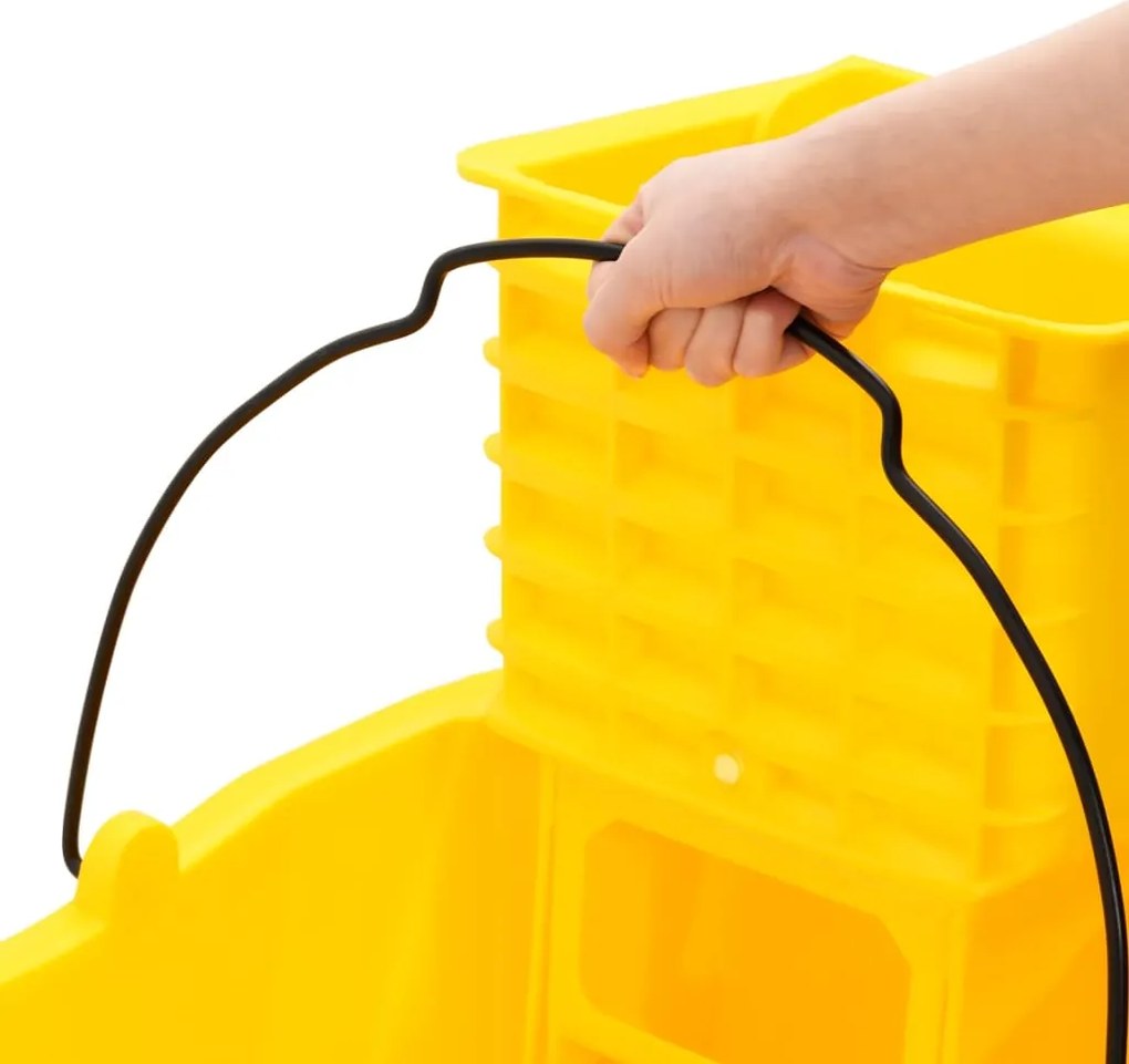Kbelík na mop se ždímačkou a kolečky žlutý 36 l polypropylen 154461