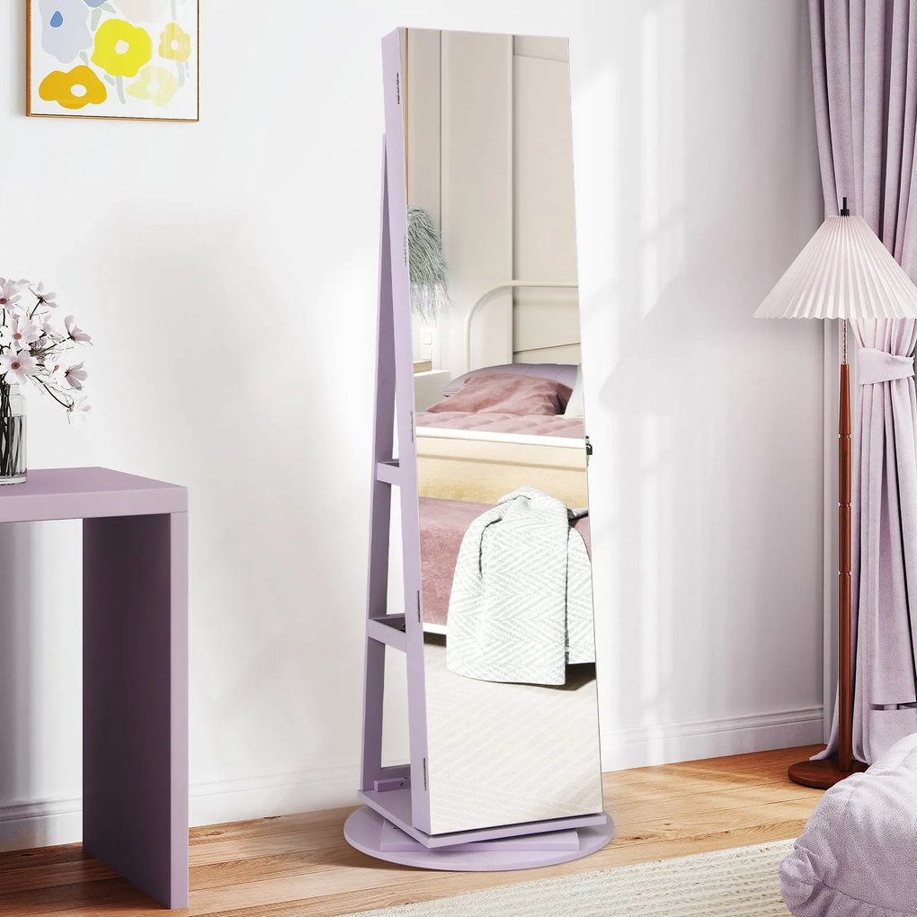 Costway Skříňka na šperky otočná o 360° s tříbarevnými LED světly