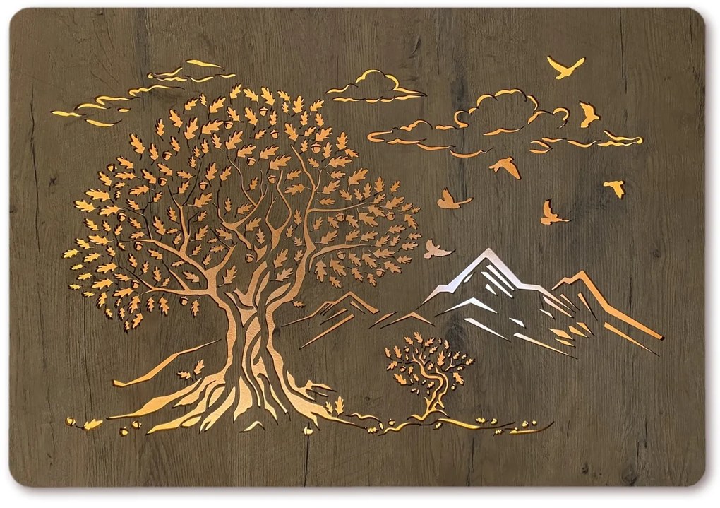 Li-Go "Dva duby" světelný obraz 230V 90x62cm provedení povrchu: bílá