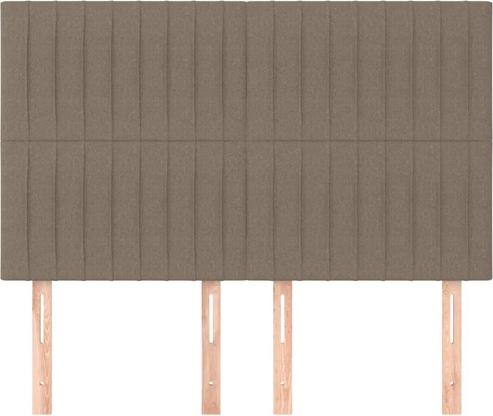 Čelo postele béžové 144x5x118/128 cm látkové 3116572