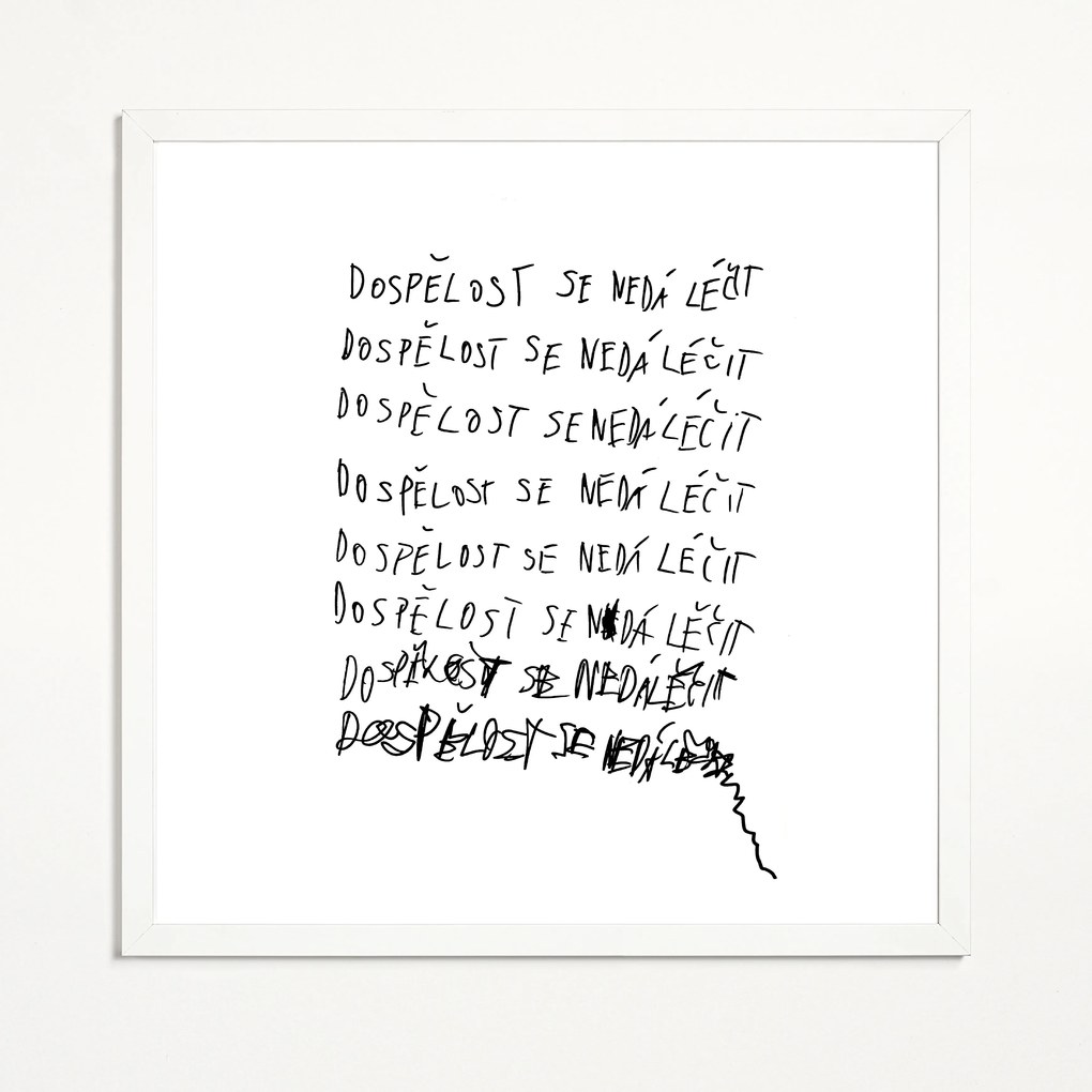 Honza Doležal / Zápisky umělce | Dospělost se nedá léčit Rám: Dubový, Velikost: 40 x 40 cm
