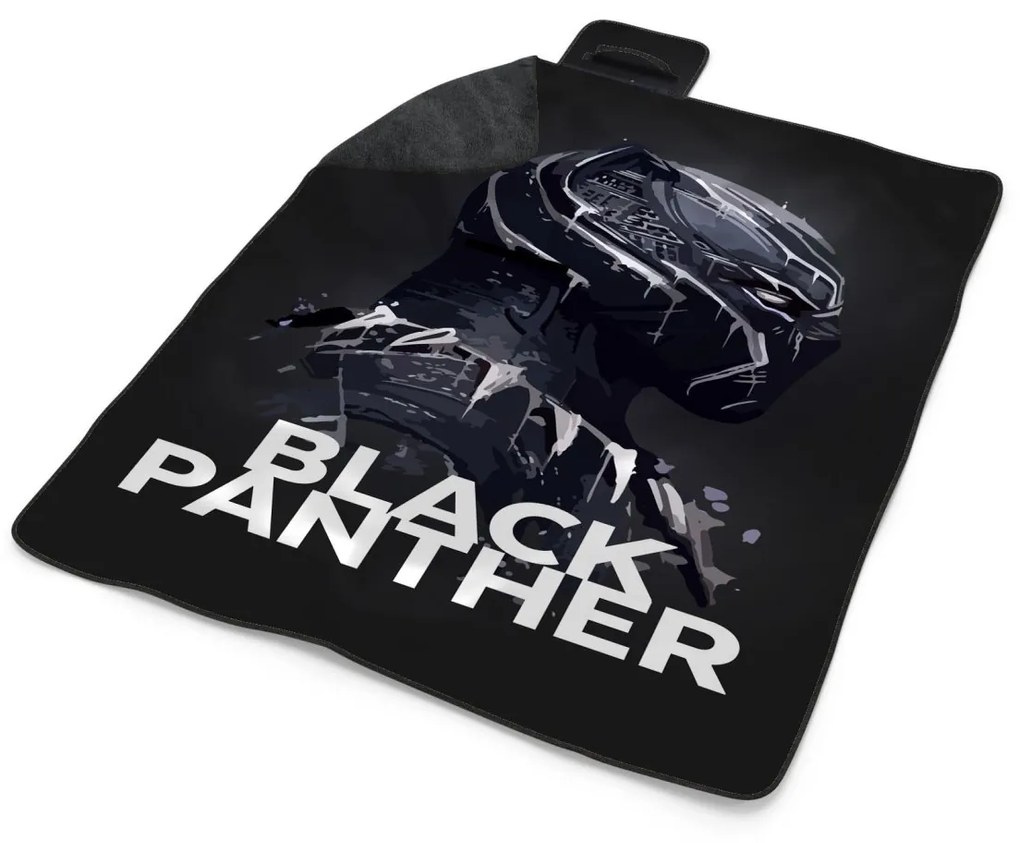 Sablio Plážová deka BLACK PANTHER z profilu Černý: 200x140 cm