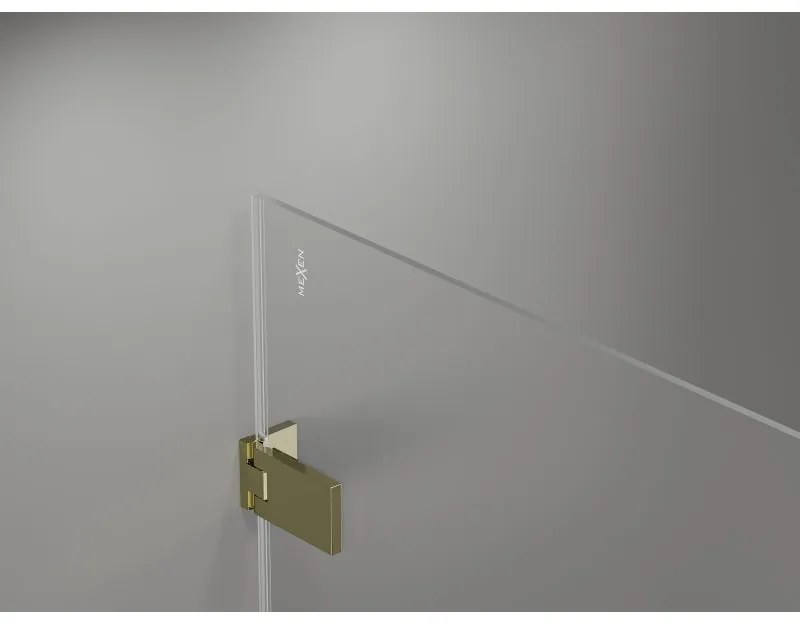 Mexen Lunar-F Duo, skládací sprchový kout 100 x 70 cm, 8mm čiré sklo, zlatý profil, 836-100L-070P-50-00