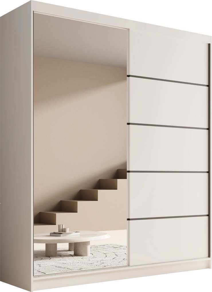 ADRK Furniture Posuvná skříň s zrcadlem Nico 180 ADRK-SW-NIC-180-WW