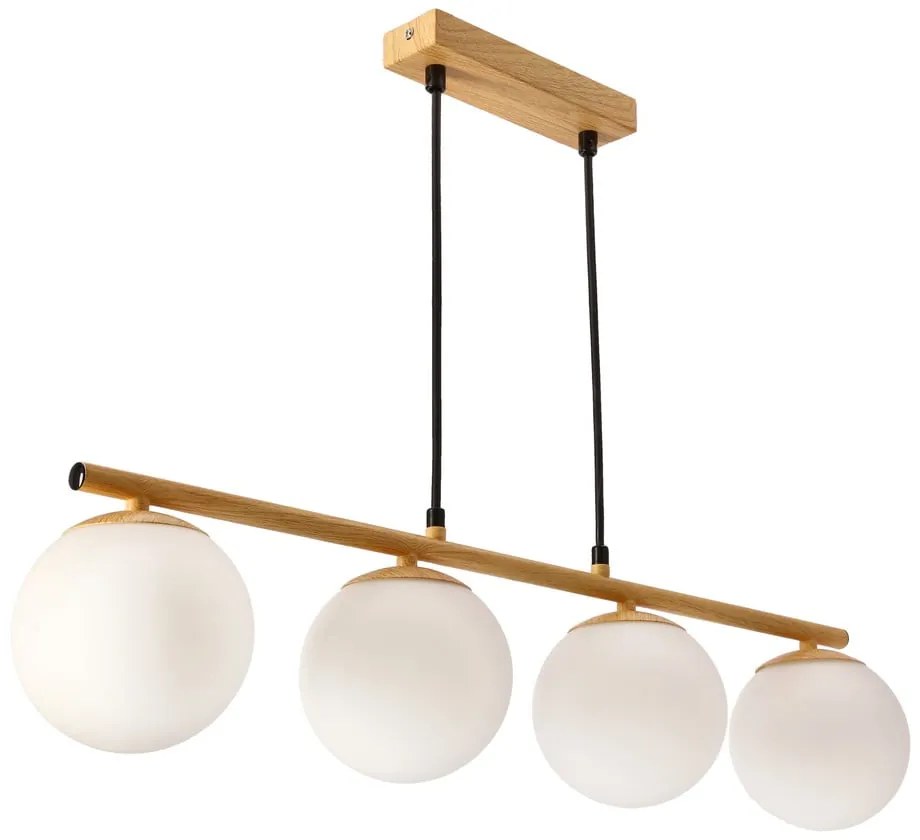 Závěsné svítidlo se skleněným stínidlem v bílo-přírodní barvě Carrine – Candellux Lighting
