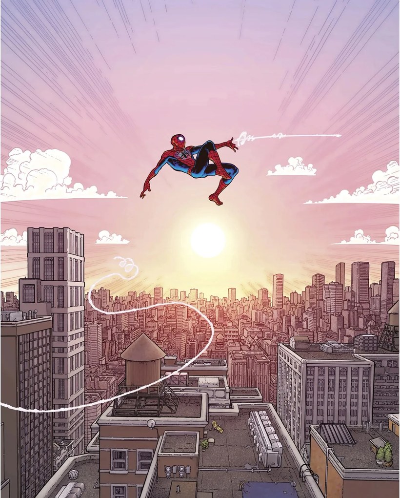 Komar Vliesová fototapeta Marvel Spider-Man Swinging Through The Air 200x250 cm