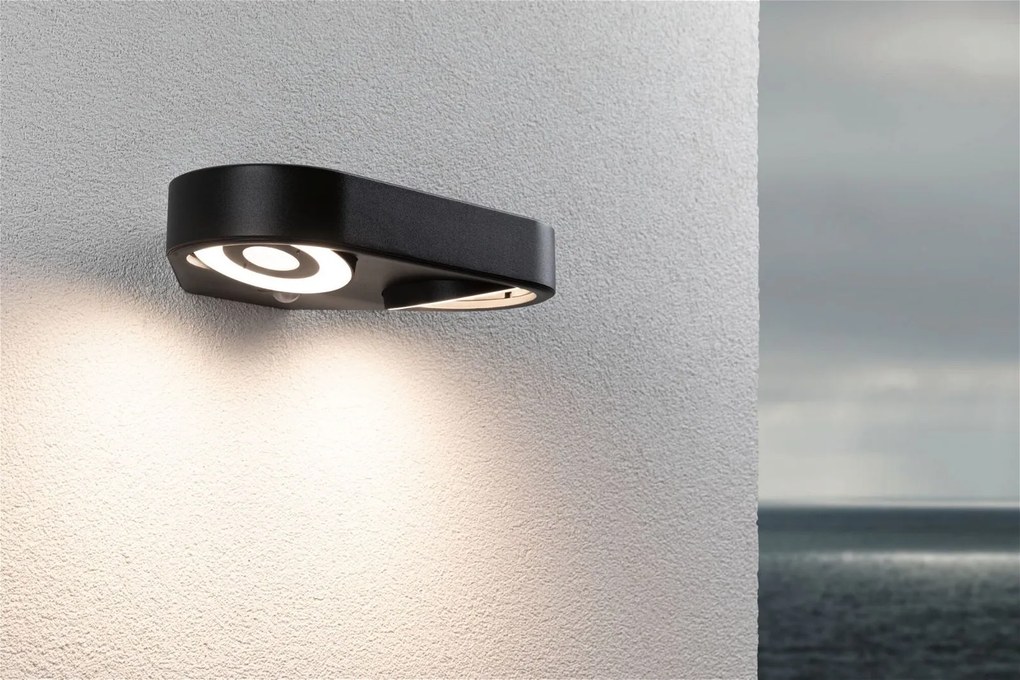 P 94866 LED venkovní nástěnné svítidlo Silma pohybové čidlo dva světelné zdroje IP44 280x176mm 3000K 2x5,5 / 2x0,7W 230V antracit hliník - PAULMANN