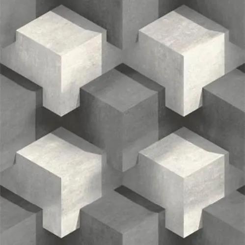 Vliesové tapety na zeď PRISME 3D kostky bílo-černé