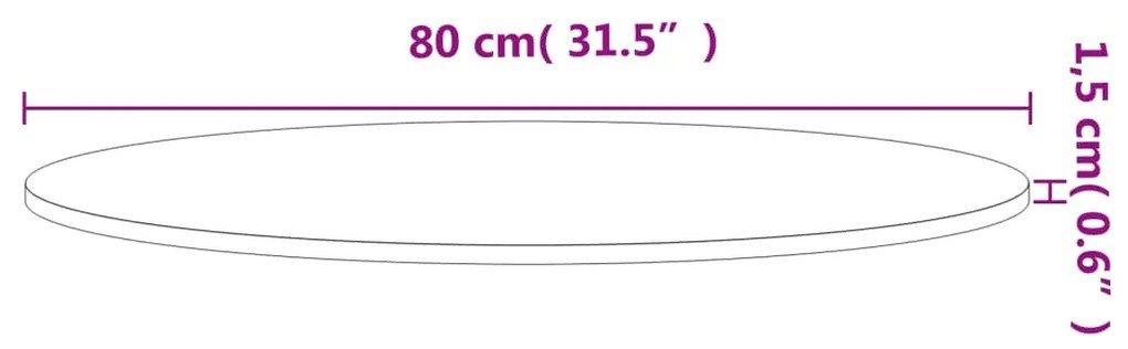 Stolní deska Ø 80 x 1,5 cm kulatá masivní bukové dřevo - Default Title