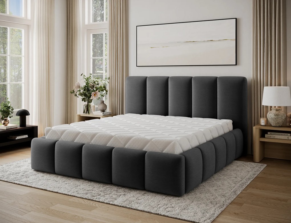 Postel Edvige + Dřevěný rám + plynový výtah + kontejner 180x200