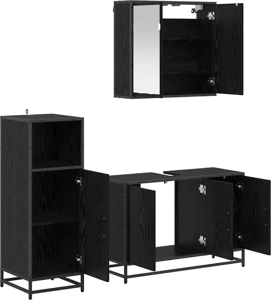 Sada koupelnového nábytku 3 ks Černý dub 90 x 33 x 60 cm 3402401