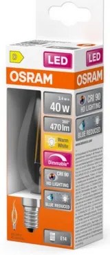 LED žárovka E14 OSRAM Filament 3,4W (40W) teplá bílá (2700K) stmívatelná svíčka plamínek
