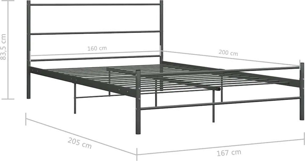 Rám postele šedý kovový 160 x 200 cm 286495
