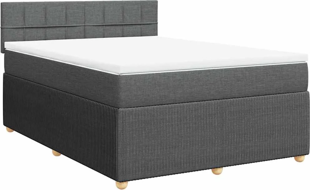 Box spring postel s matrací tmavě šedá 140x200 cm textil 3287480