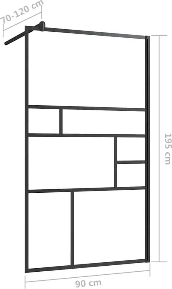Zástěna do průchozí sprchy čiré ESG sklo 90 x 195 cm černá 150753