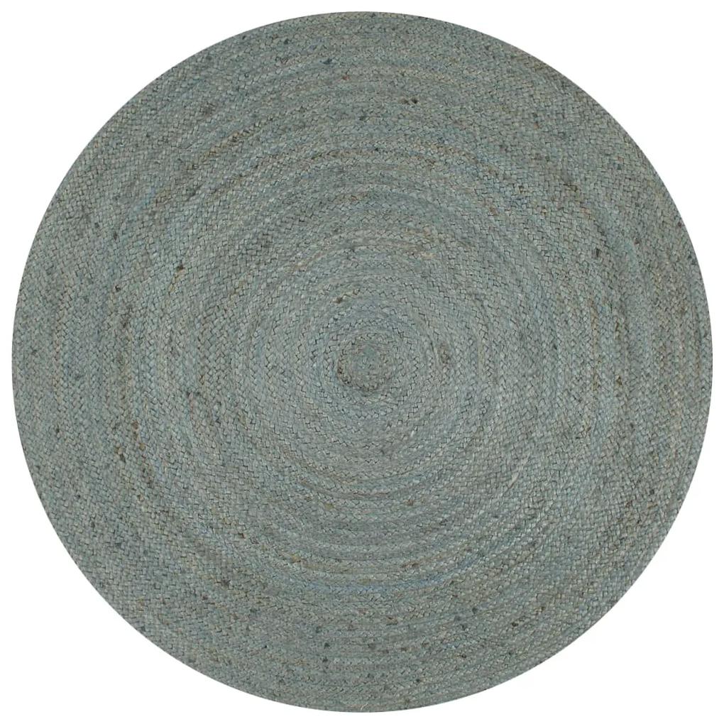 Ručně vyrobený koberec z juty - kulatý - olivově zelený | 150 cm