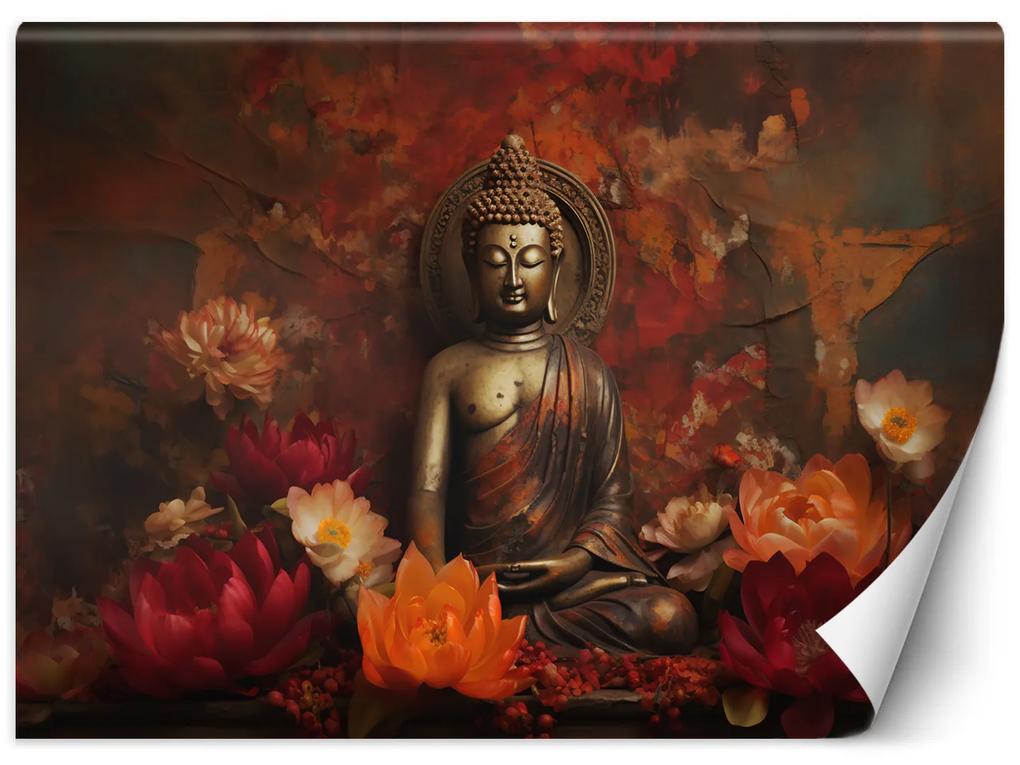 Gario Fototapeta Socha meditujícího Budhy a barevné květiny Materiál: Vliesová, Rozměry: 200 x 140 cm