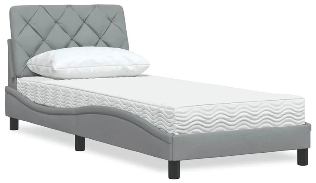 Postel s matrací světle šedá 90 x 200 cm textil 3310713