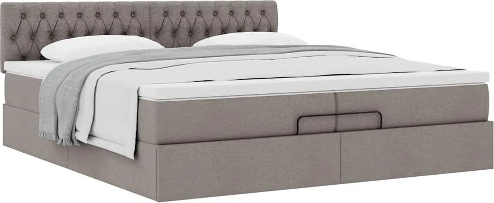 Osmanský rám postele s matrací taupe 200x200 cm textil 3311571