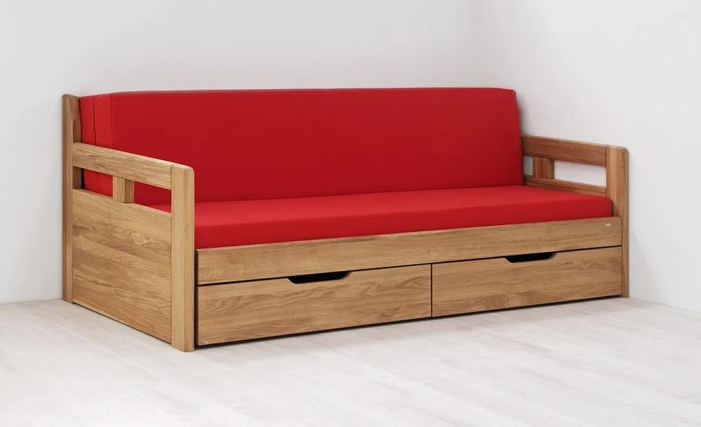 BMB Tandem Harmony rozkládací postel s područkami - buk Moření: Bílá, Provedení: Buk průběžný, Typ: ostré rohy, Rozměr: 80/160 x 200 cm