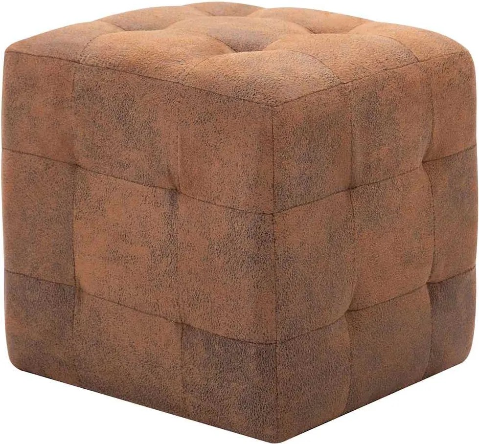 Taburety 2 ks hnědé 30 x 30 x 30 cm umělá broušená kůže 278382