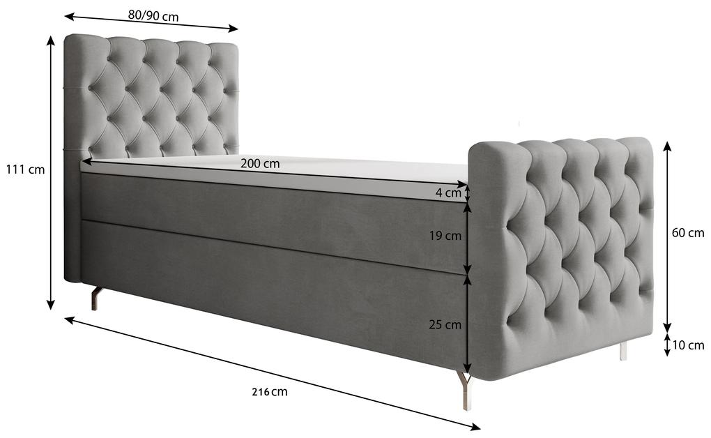 Jednolůžková postel 80 cm Clinton Bonell (bordó) (s roštem, s úl. prostorem). 1082136