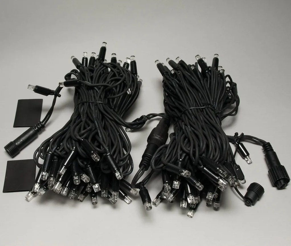 Easy Fix LED světelný řetěz, 20 m, venkovní, teple bílá, 120 diod, černý kabel, IP67