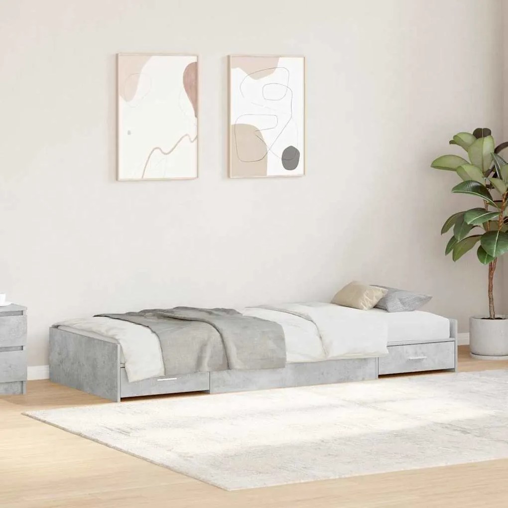 Rám postele s čelo Betonově šedá 100 x 200 cm Kompozitní dřevo 3335224