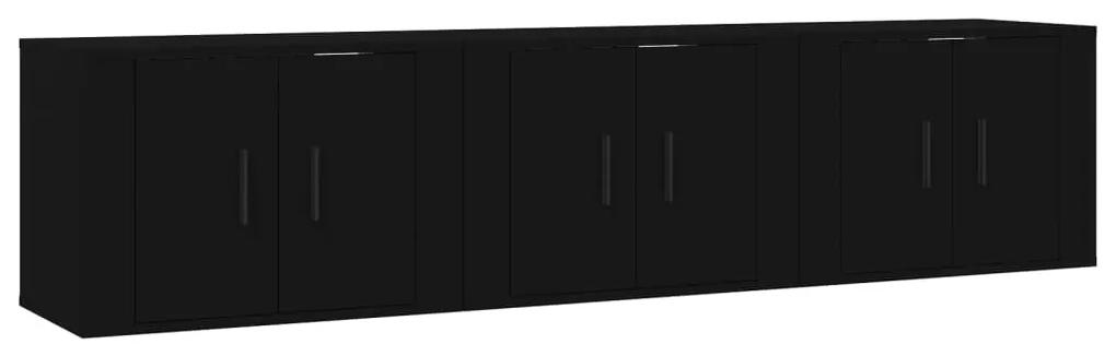 vidaXL Nástěnné TV skříňky 3 ks černé 57 x 34,5 x 40 cm