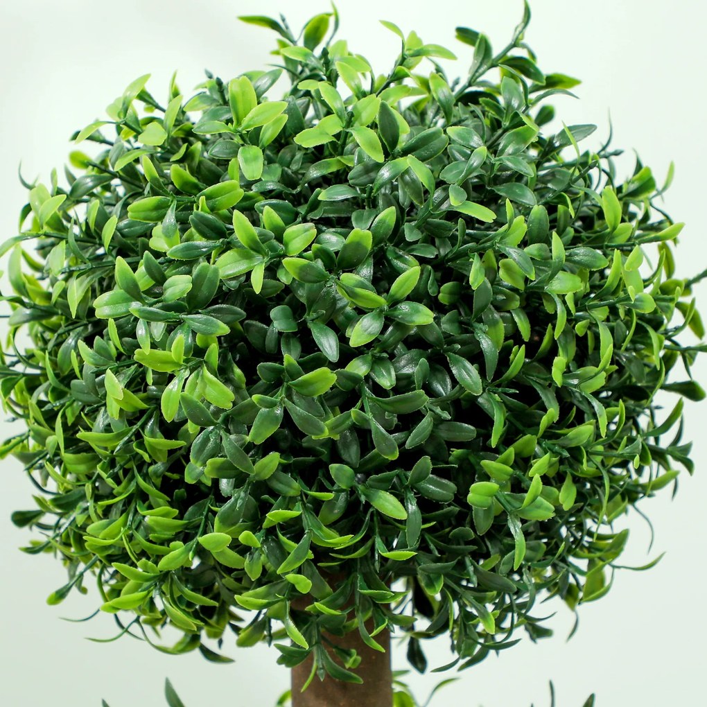 HOMCOM Sada 2 umělých stromů 101,6 cm, 3 kouličkové buxus topiary rostliny, umělá rostlina zelená PE s vnitřním a venkovním květináčem