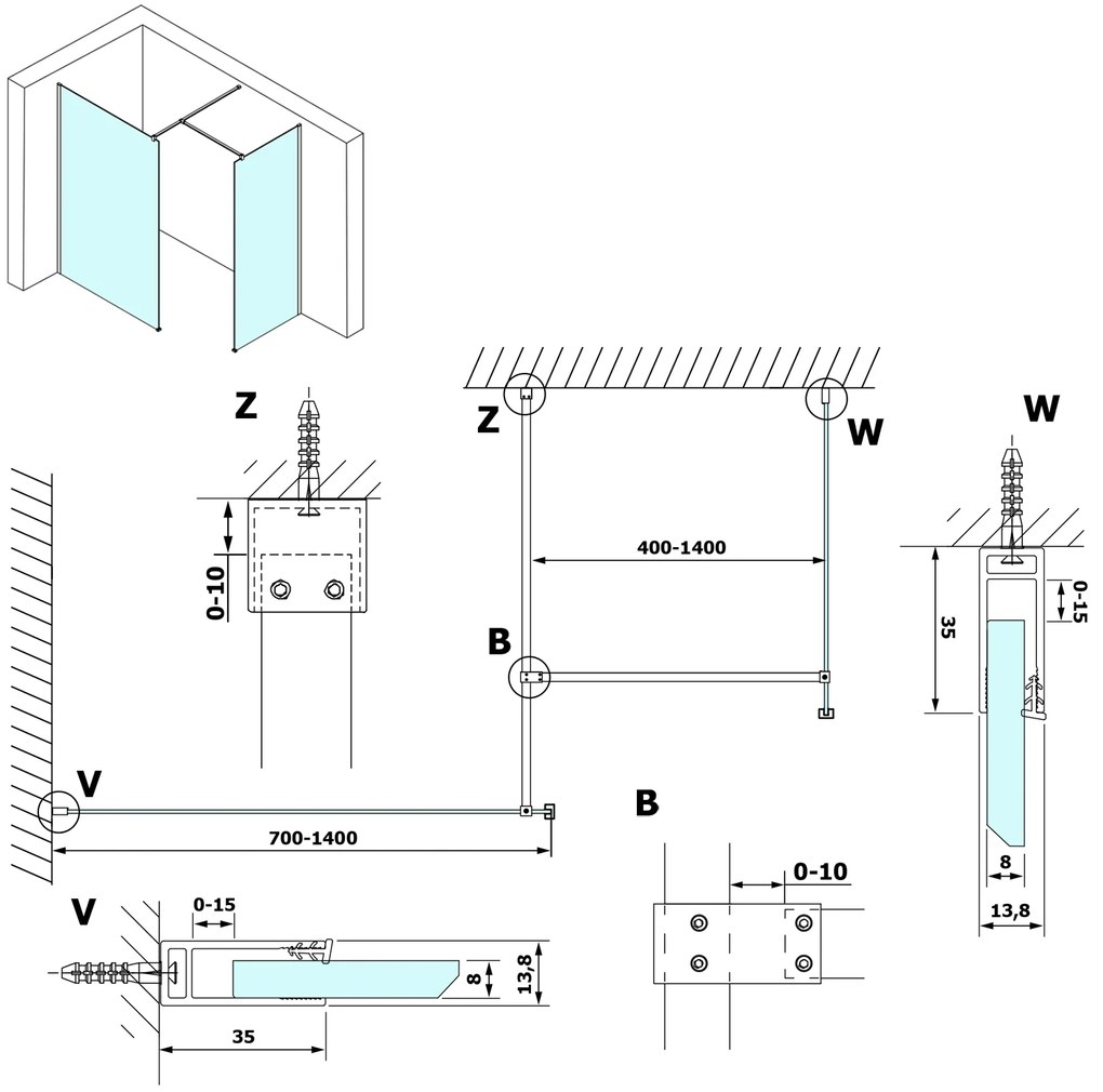 GELCO s.r.o. VARIO sprchová zástěna 1100mm čiré sklo GX1211