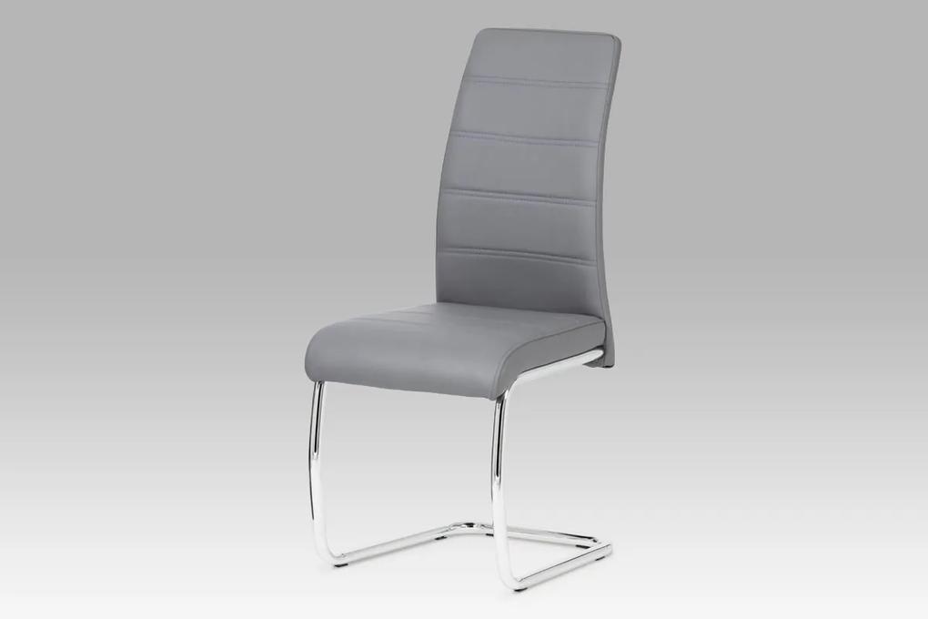Artium Jídelní židle chrom / koženka šedá -  DCL-407 GREY