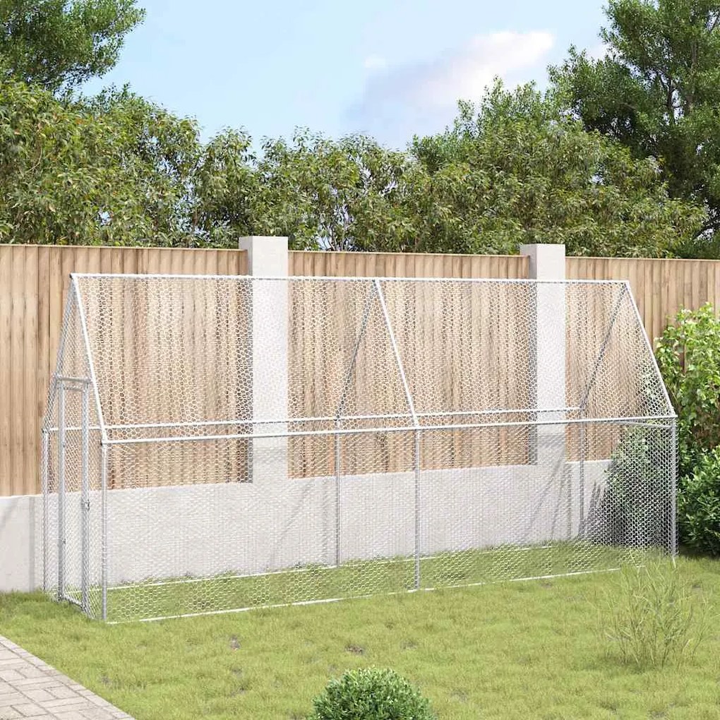 Klec pro kuřata stříbrná 400 x 100 x 190 cm pozinkovaná ocel 172551