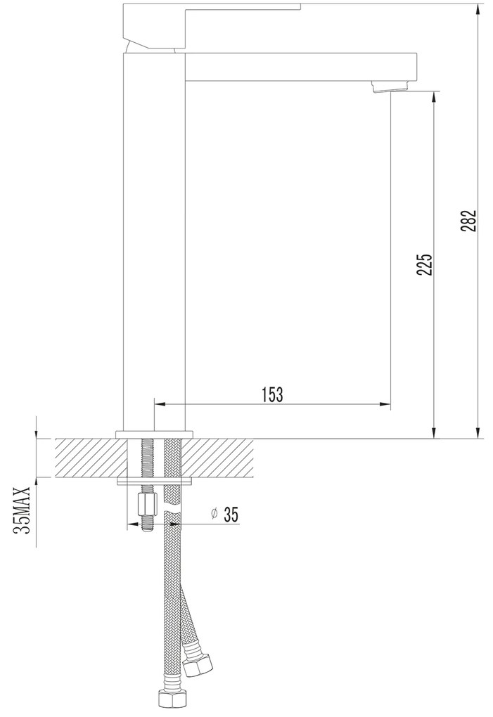 Sapho, LATUS 25 stojánková umyvadlová baterie bez výpusti, vysoká, chrom, 1102-04