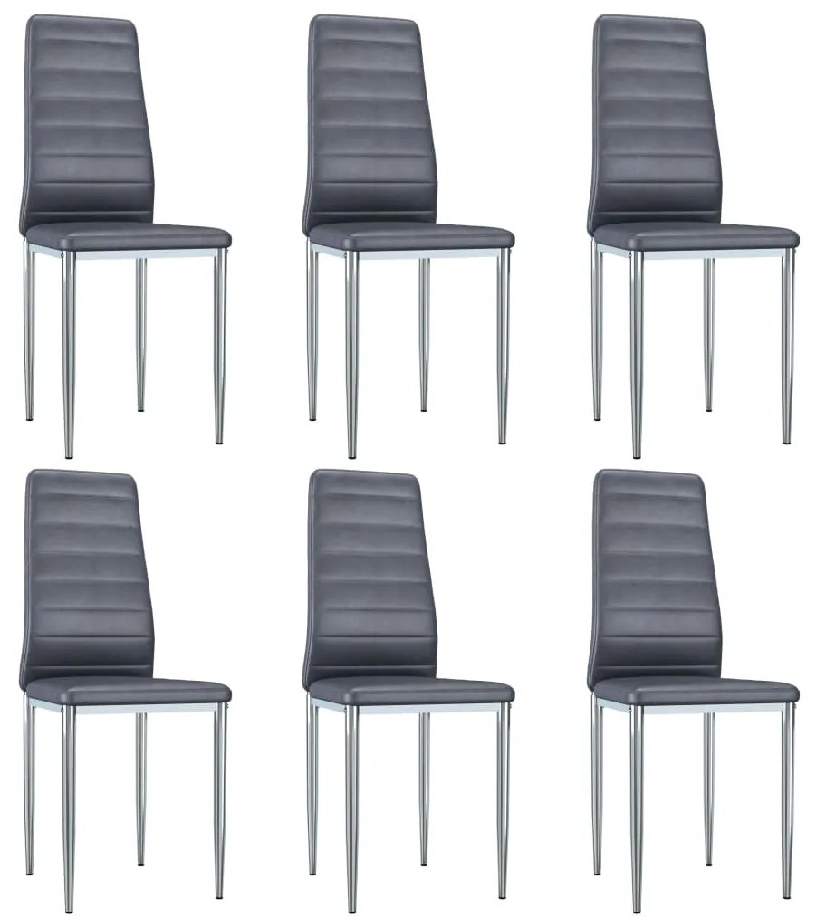 248294 vidaXL Jídelní židle 6 ks šedé umělá broušená kůže